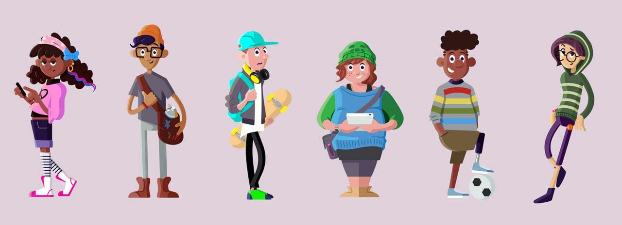 Character Designs for BBC Wales Bitesize – Hireillo | Hire an Illustrator