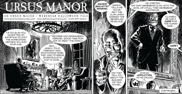 Ursus Manor Halloween Comic Strip – Hireillo | Hire an Illustrator
