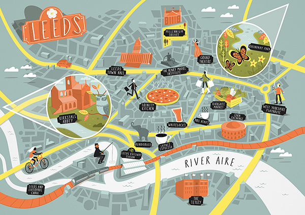 Illustrated City Map of Leeds – Hireillo | Hire an Illustrator