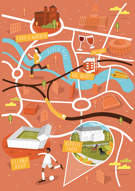 Personalised Map of Leeds – Hireillo | Hire an Illustrator