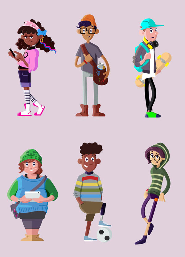 Character Designs for BBC Wales Bitesize – Hireillo | Hire an Illustrator