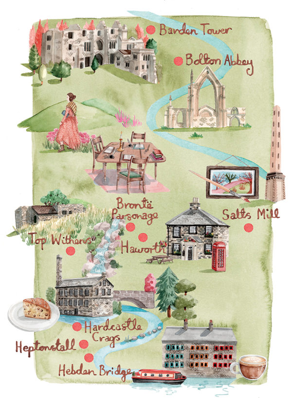 A Map of Emily Bronte’s Yorkshire for Britain Magazine – Hireillo ...