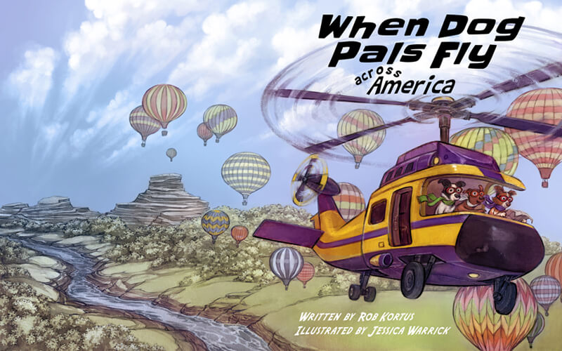 When Dog Pals Fly Across America – Hireillo | Hire an Illustrator