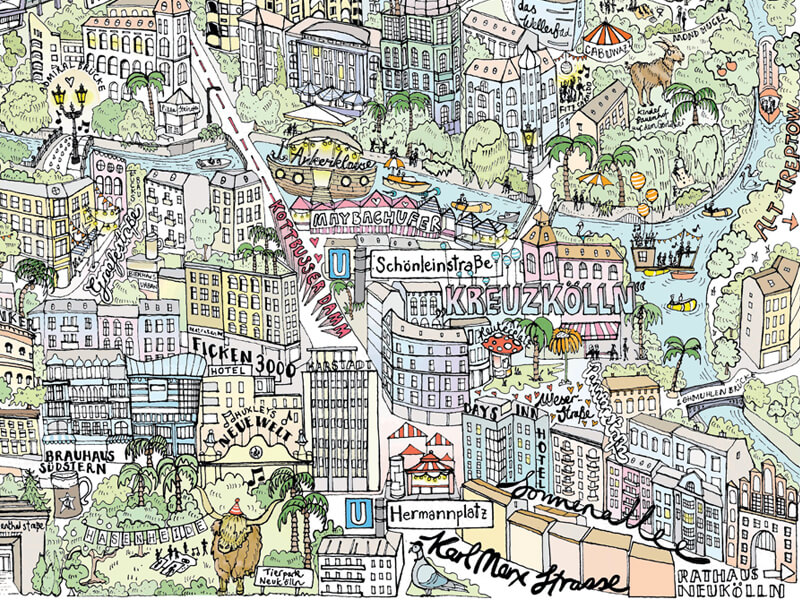 Illustrated Map of Kreuzberg – Hireillo | Hire an Illustrator