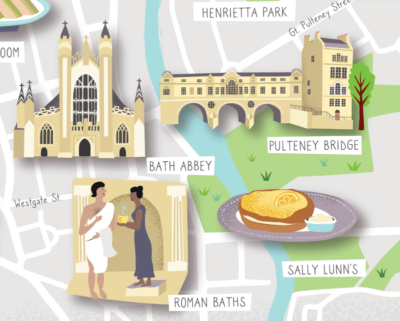 City of Bath Illustrated Map – Hireillo | Hire an Illustrator