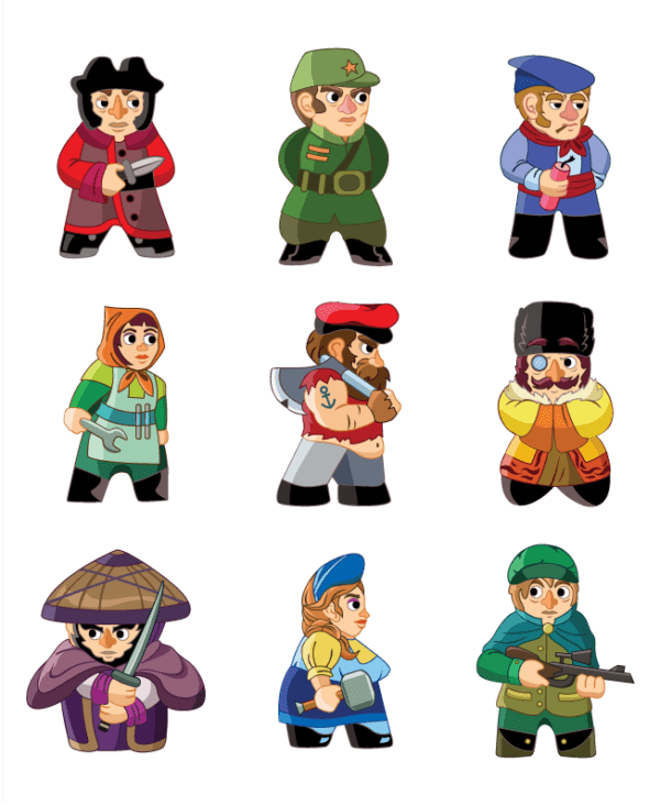 Character Designs for a Board Game – Hireillo | Hire an Illustrator