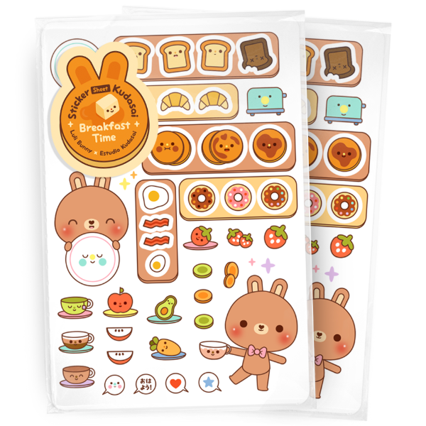 Luli Bunny X Kudasai! Breakfast Time Sticker Sheet & Sticker Mini! – Hireillo | Hire an Illustrator