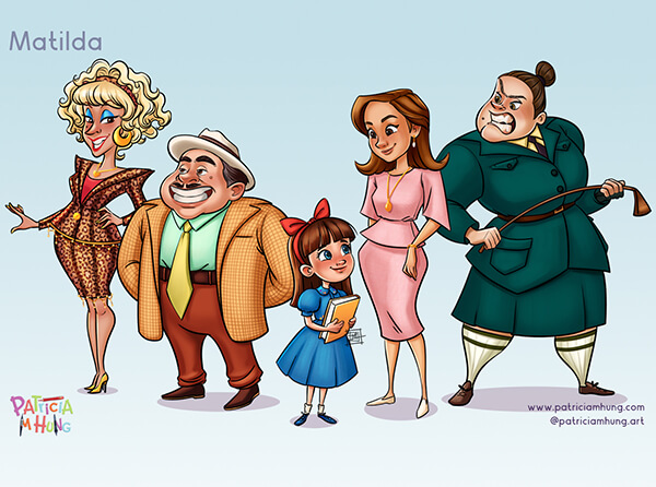 Matilda Character Lineup – Hireillo | Hire an Illustrator