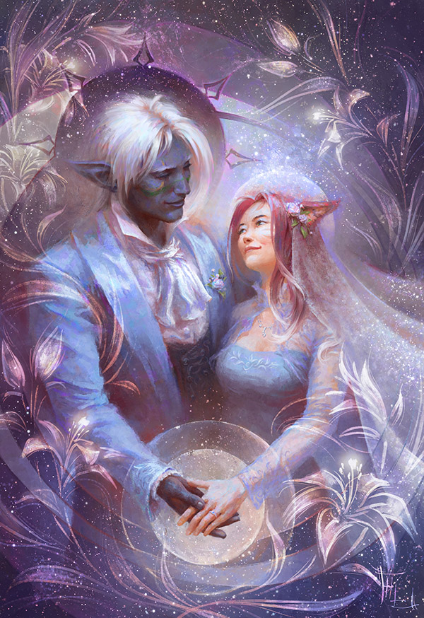 Final Fantasy Couple Portrait for a Private Client – Hireillo | Hire an Illustrator
