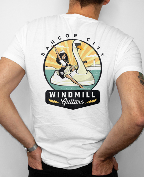 Retro Pin-Up Illustrated Tee-Shirt Design for Windmill Guitars ...