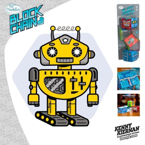 Thinkfun’s New Block Chain – Robots – Hireillo | Hire an Illustrator