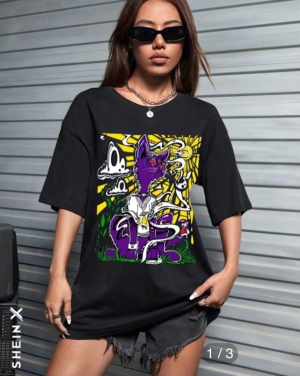 Cartoon Graphic Drop Shoulder Tee – Clothing Collab With Shien X ...