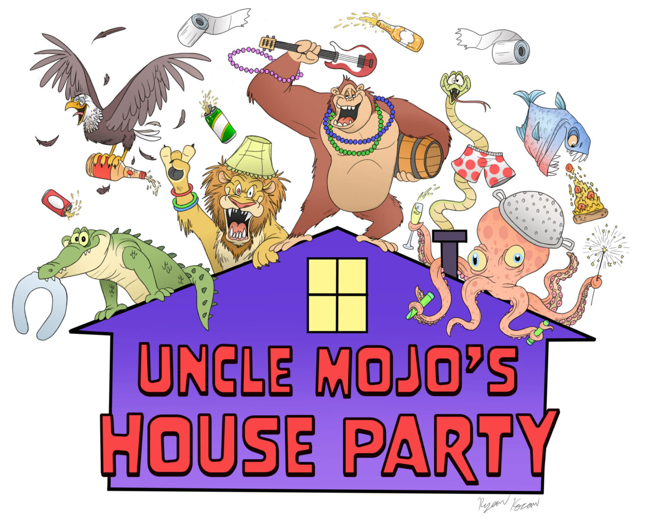 Uncle Mojo’s House Party Logo Design – Hireillo | Hire an Illustrator