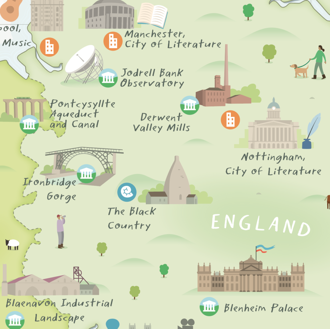 UNESCO UK illustrated map – Hireillo | Hire an Illustrator
