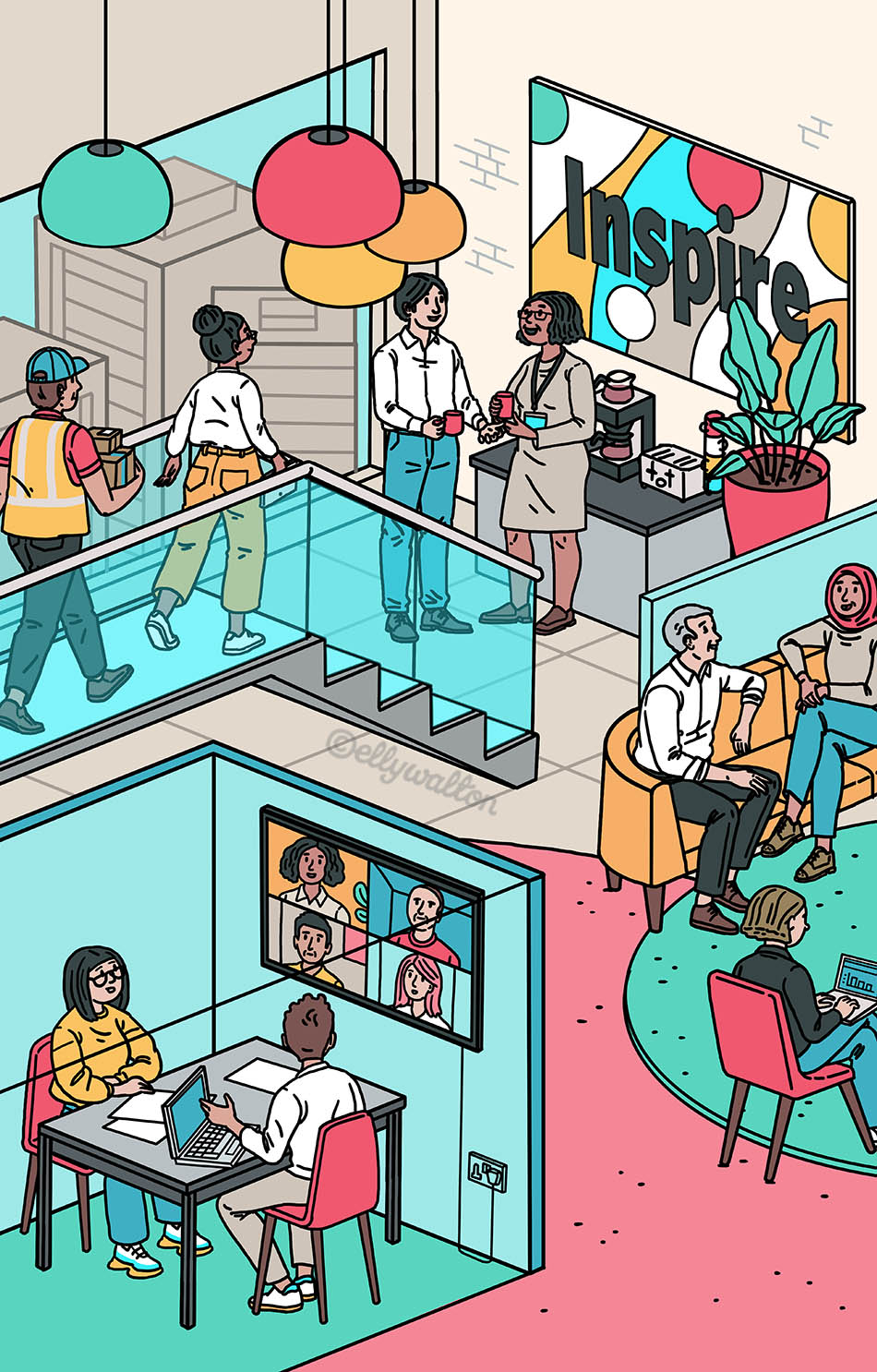 Editorial Illustration: Office Working – Hireillo | Hire an Illustrator