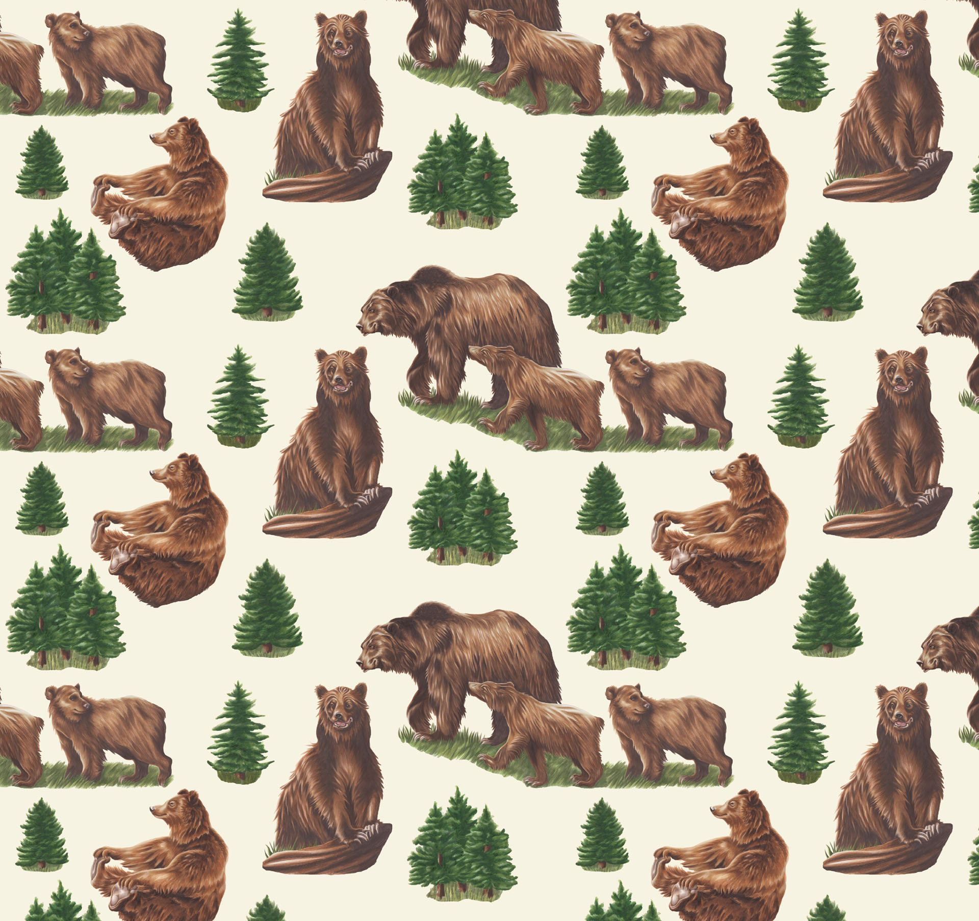 Brown Bears – Pattern Repeat – Hireillo | Hire an Illustrator