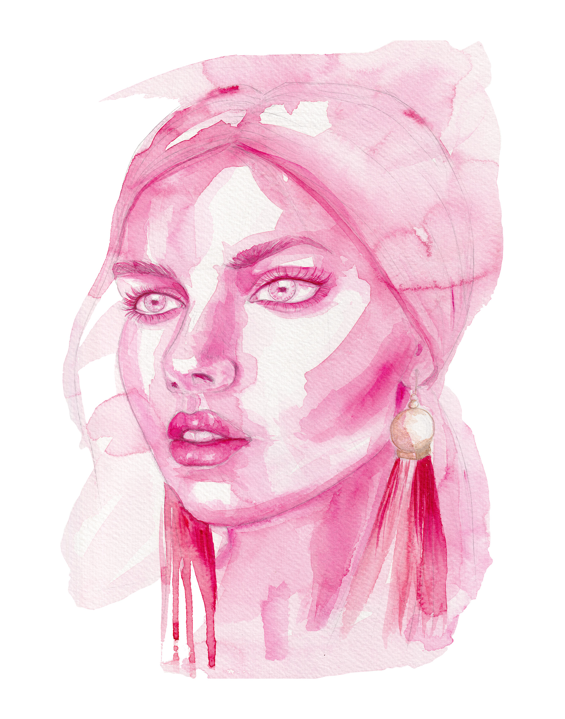 Golden Grace A Pink Portrait of Elegance – Hireillo | Hire an Illustrator