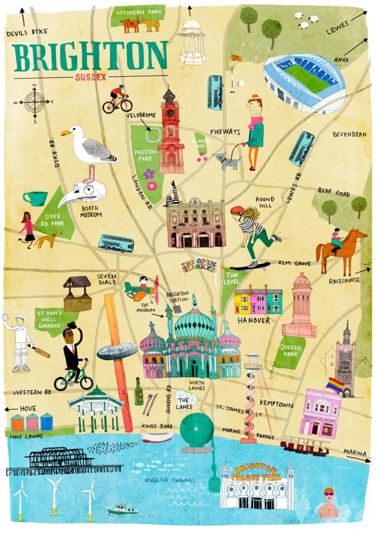 Illustrated Brighton Map – Hireillo | Hire an Illustrator