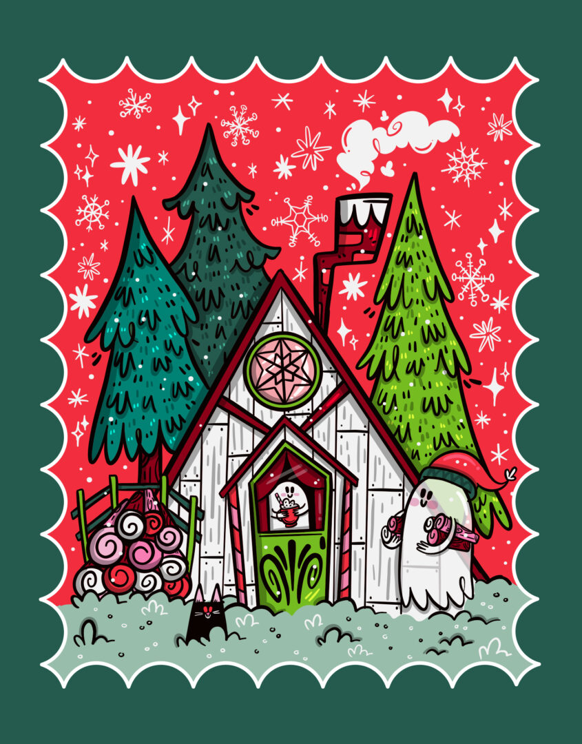 SPOOKY CHRISTMAS POSTCARDS – Hireillo | Hire an Illustrator