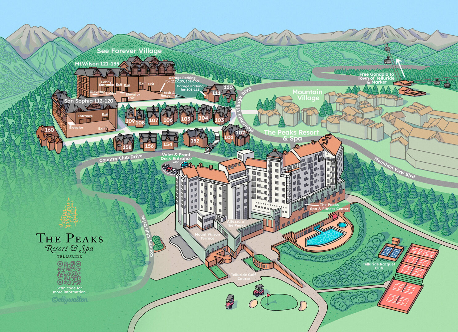 The Peaks Resort & Spa Hotel: Guest Map – Hireillo | Hire an Illustrator